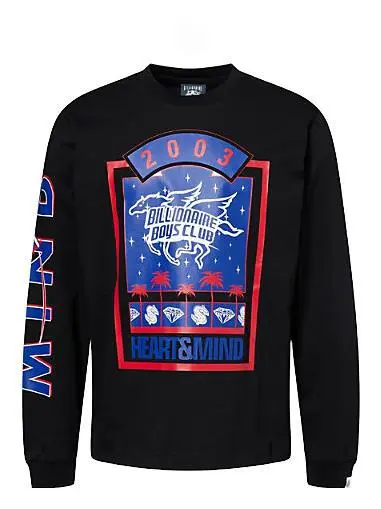 BILLIONAIRE BOYS CLUB Multi-logo Long-sleeve Cotton T-shirt - Black