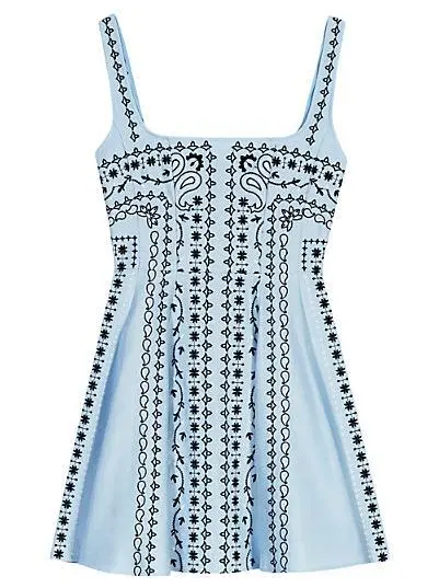 Maje Bandana-print Square Neck Mini Dress - Blue