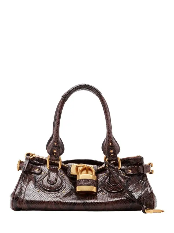 Chloé Paddington Python-embossed Leather Shoulder Bag - Brown