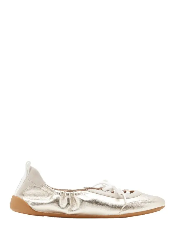 Chloé Kick Leather Ballet Sneakers - Metallic