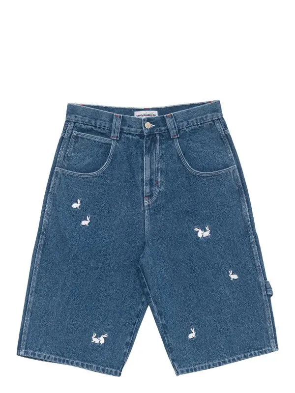 CARNE BOLLENTE Embroidered Denim Shorts - Blue