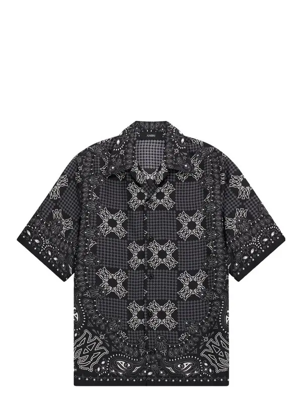 Amiri Bandana Print Camp Collar Shirt - Black