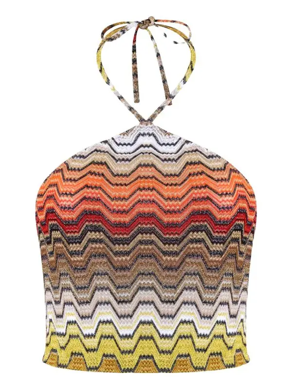 Missoni Viscose Lamé Halterneck Top With Greek Patterns - Multicolor