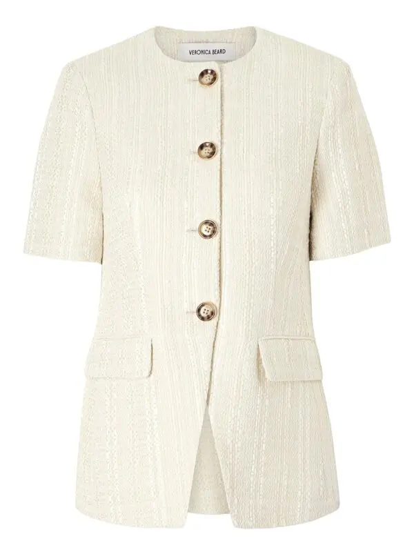 Veronica Beard Bodie Jacket With Flap Pockets And Button Closure - Ecru