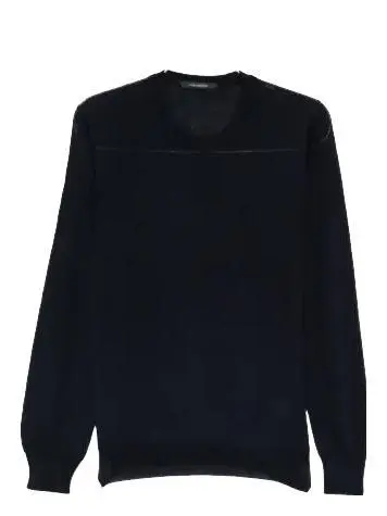 Tagliatore Crew Neck Knitwear With Ribbed Cuffs And Hem - Black