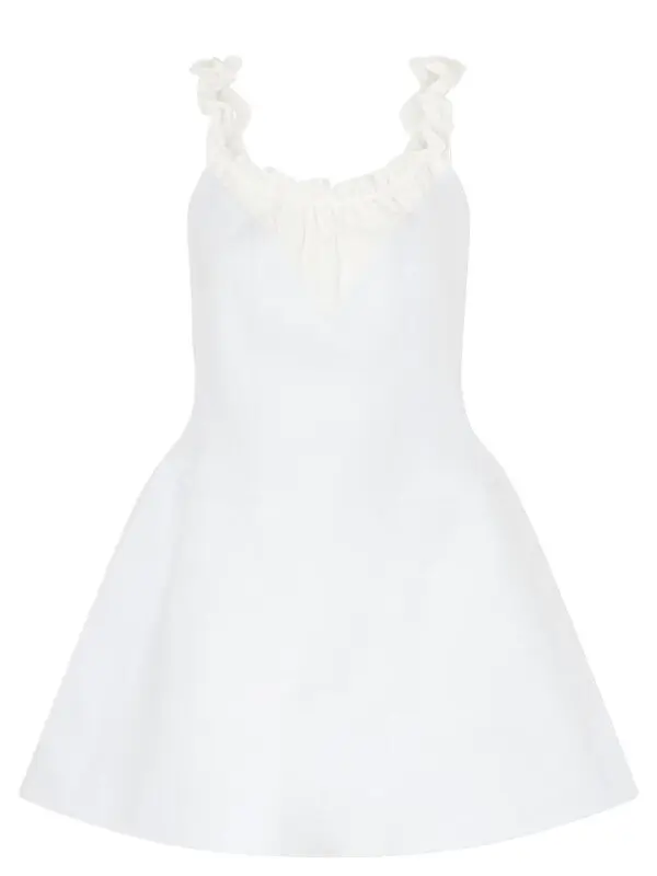 SHUSHU/TONG Sleeveless Patchwork Bodice Pleated Mini Dress - Blue