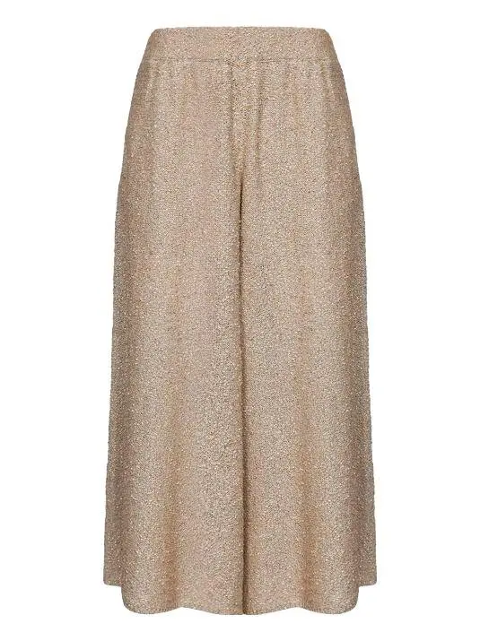 Brunello Cucinelli Embellished Wide-leg Cropped Pants - Beige
