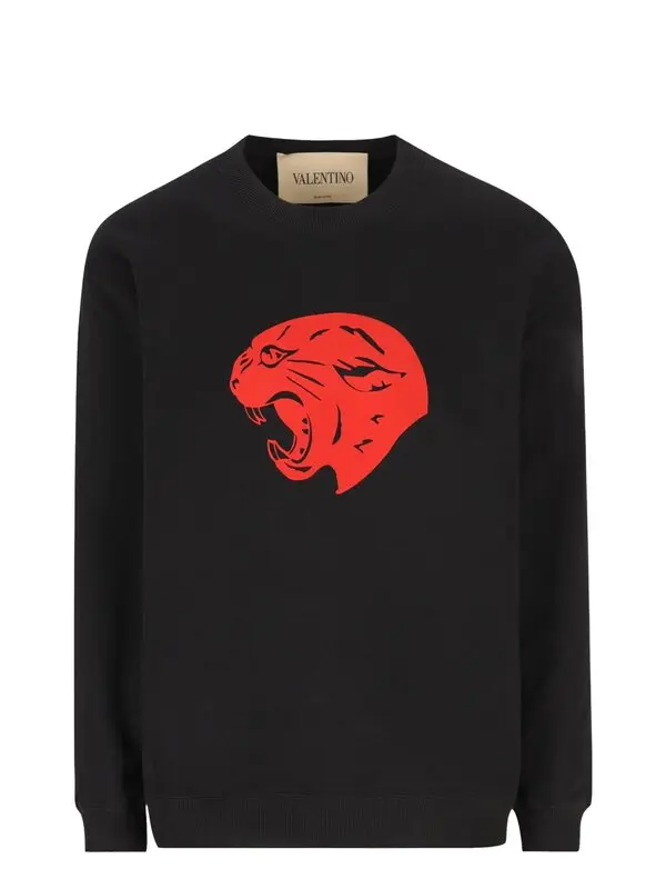 Valentino Garavani Crewneck Sweatshirt With Animal Print - Black