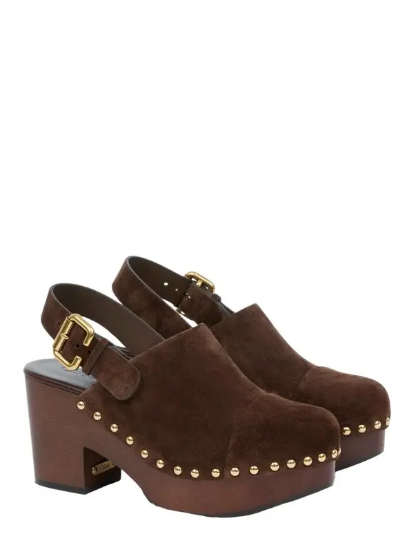 Chloé Studded Wedge Clogs - Black