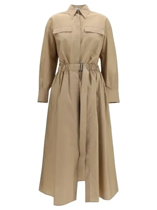 Brunello Cucinelli Belted Shirt Dress - Beige
