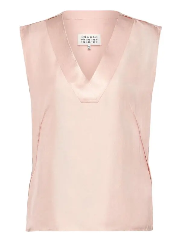 MAISON MARGIELA Silk V-neck Sleeveless Top - Pink