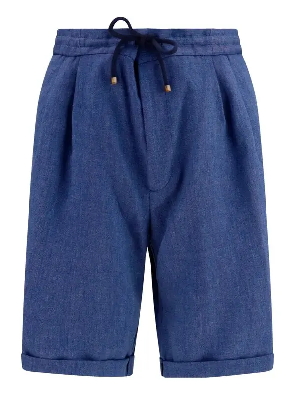 Brunello Cucinelli Herringbone Drawstring-waist Shorts - Blue