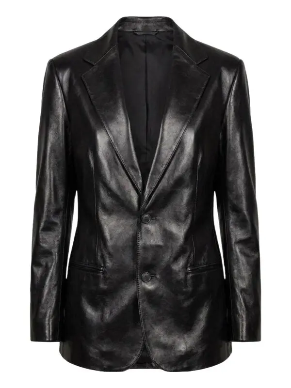 Gucci Long Sleeve Leather Blazer - Black