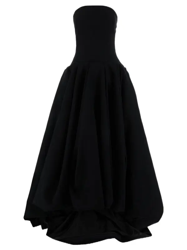 Balenciaga Strapless Pleated Maxi Dress - Black