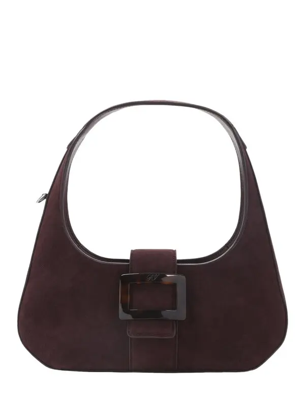ROGER VIVIER Belle Vivier Buckle-detail Suede Tote Bag - Black
