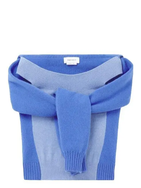 Alexander McQueen Wool Cashmere Knit Top With Trompe-l'œil Detailing - Blue