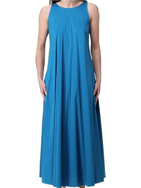Max Mara Sleeveless Round Neck Dress With Back Detail - Blue