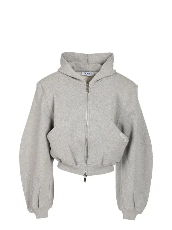 Attico Cropped Zip-up Hoodie - Grey