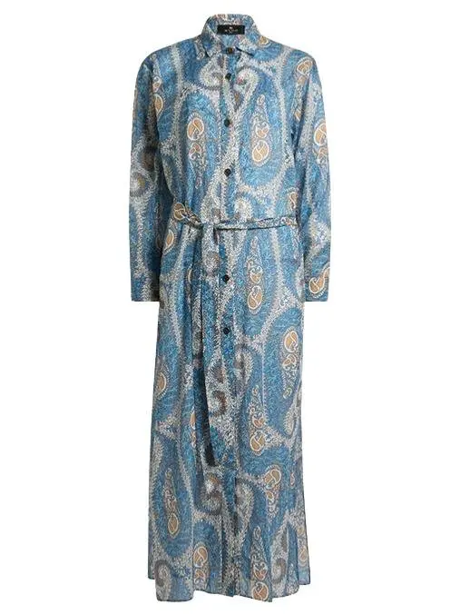 Etro Paisley-print Midi Shirt Dress - Blue