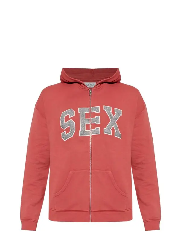 CARNE BOLLENTE Zip Up Hoodie With Felt Lettering - Red