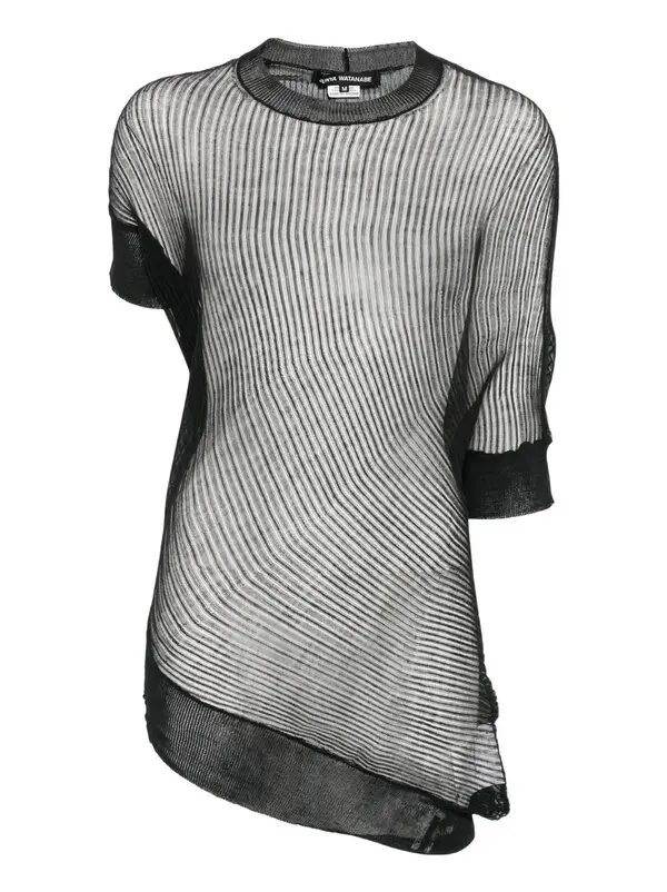 Junya Watanabe Asymmetrical Mesh T-shirt - Black