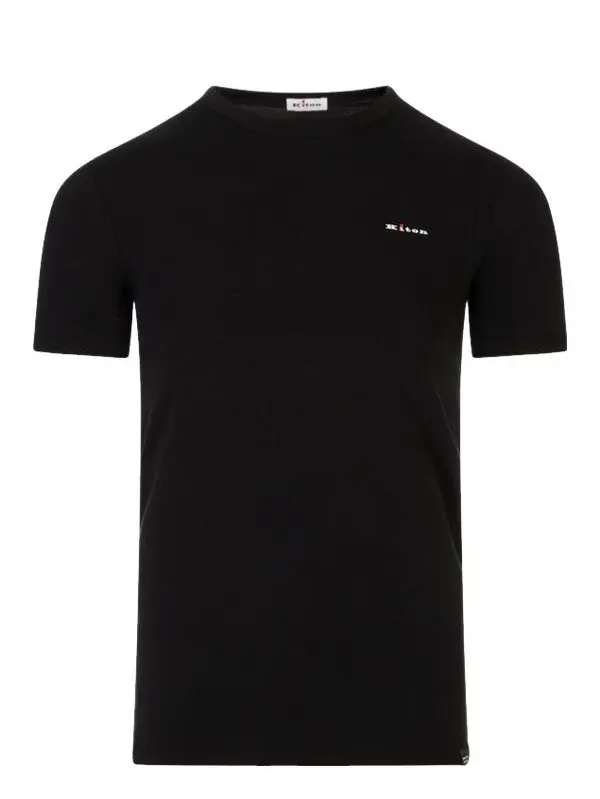 Kiton Logo-embroidered Crewneck T-shirt - Black