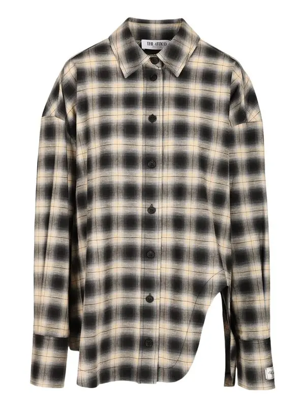 Attico Oversized Check Shirt - Nude