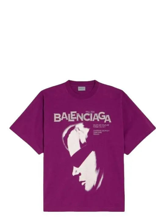 Balenciaga Oversized "lady In Shades" Graphic T-shirt - Violet