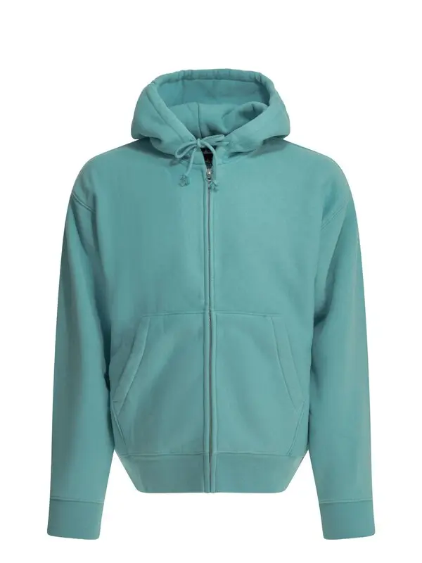 StÜssy Long Sleeve Zip Up Hoodie - Blue
