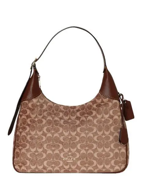 COACH Signature Chenille Shoulder Bag - Brown