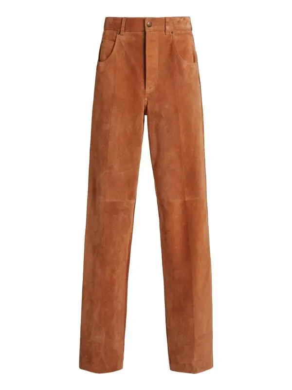 Chloé Suede Straight-leg Trousers - Brown