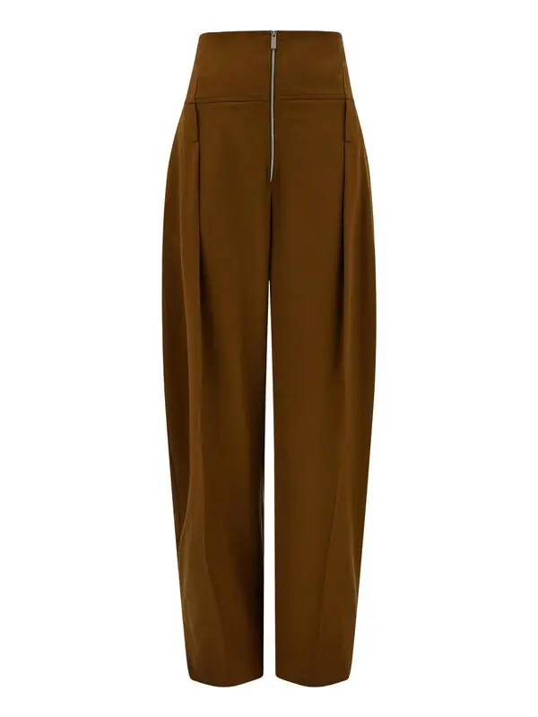 FERRAGAMO Pleated Wool-cashmere Trousers - Brown
