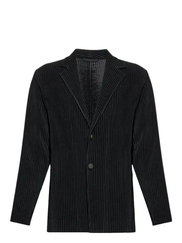Issey Miyake Plissé Effect Notched Lapel Blazer - Black