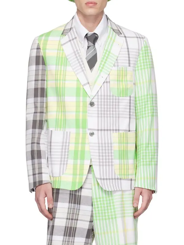 Thom Browne Checked Single-breasted Blazer - Medium Gray