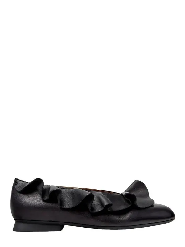 Camper Casi Myra Leather Ballerinas With Ruffle Detail - Black