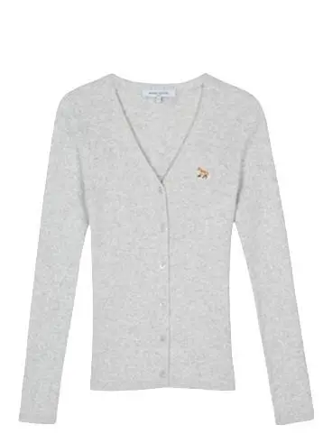 Maison Kitsuné Baby Fox Patch Knit Cardigan - Grey