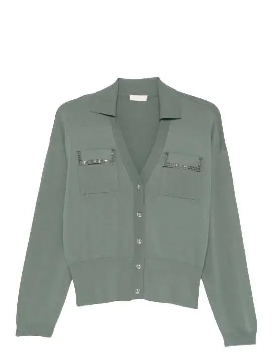 Liu Jo Pocket Embellished Cardigan - Green