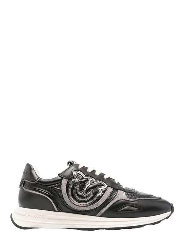 Pinko Leather Logo Detail Sneakers - Black