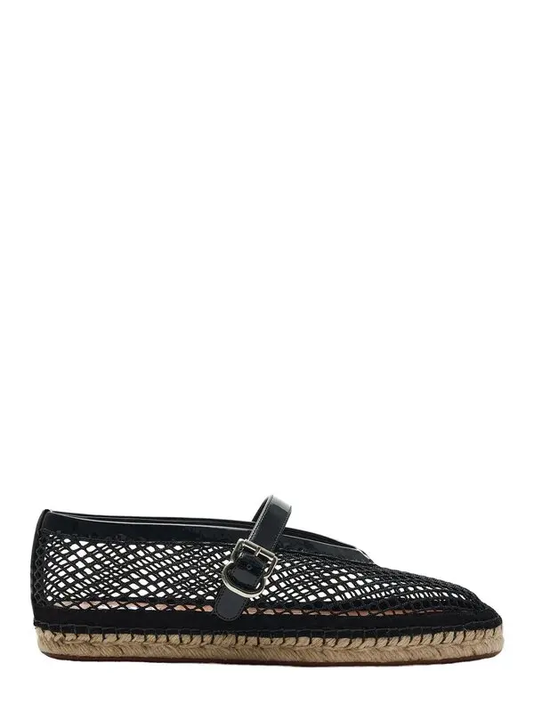 Alaïa Fishnet Espadrille With Buckle Strap - Black