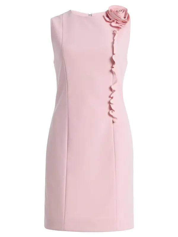 ROTATE BY BIRGER CHRISTENSEN High-neck Floral Rosette Crepe Mini Dress - Pink