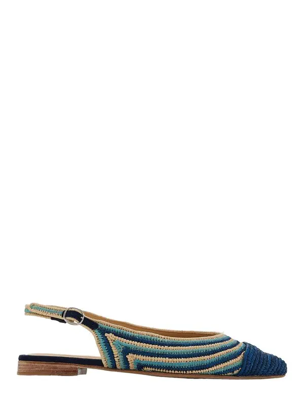 Gabriela Hearst Strength Raffia Slingback Flats - Blue