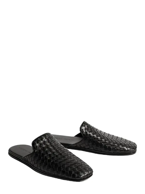 Bottega Veneta Palazzo Intrecciato Leather Slippers - Black