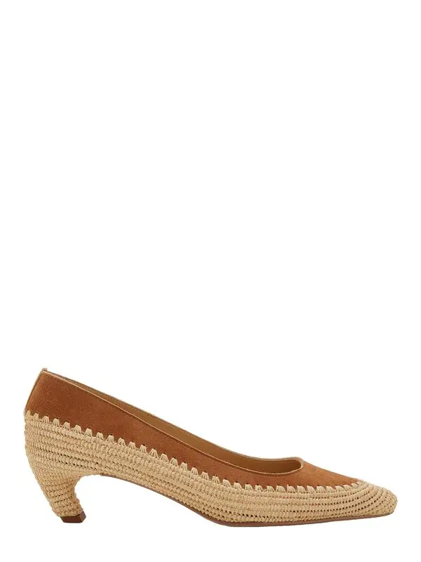 Gabriela Hearst Peggy Suede-trimmed Raffia Pumps - Brown