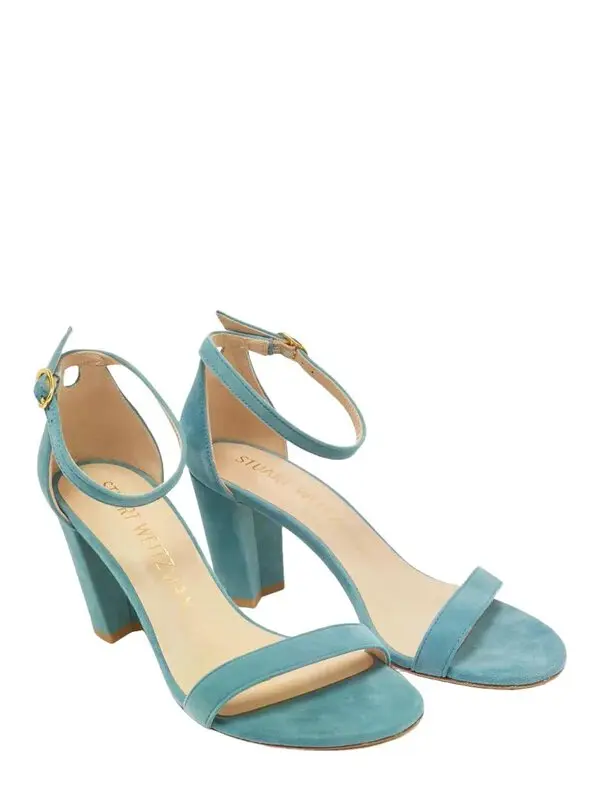 STUART WEITZMAN Suede Ankle Strap Sandals - Blue