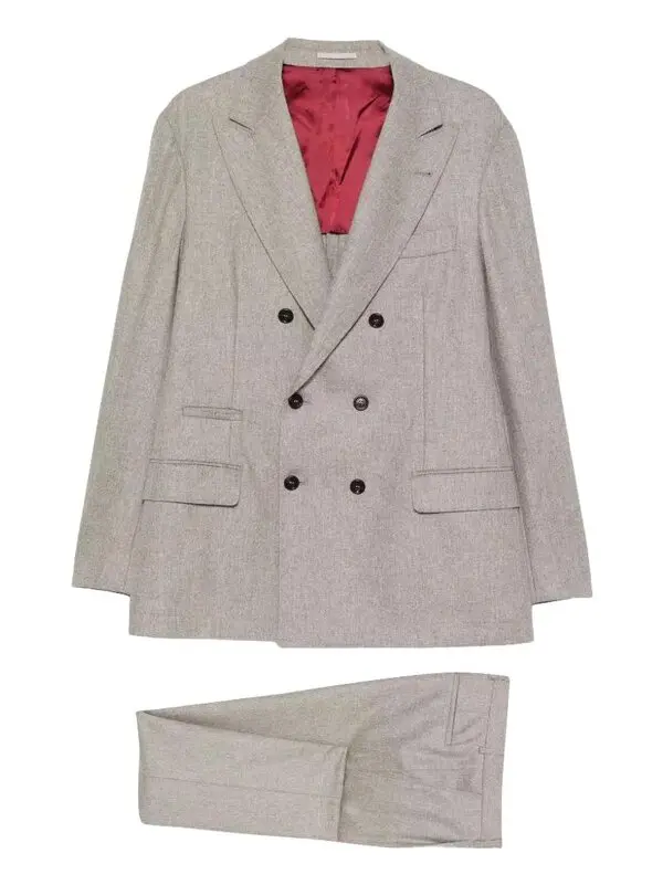 Brunello Cucinelli Double-breasted Wool Suit - Grey