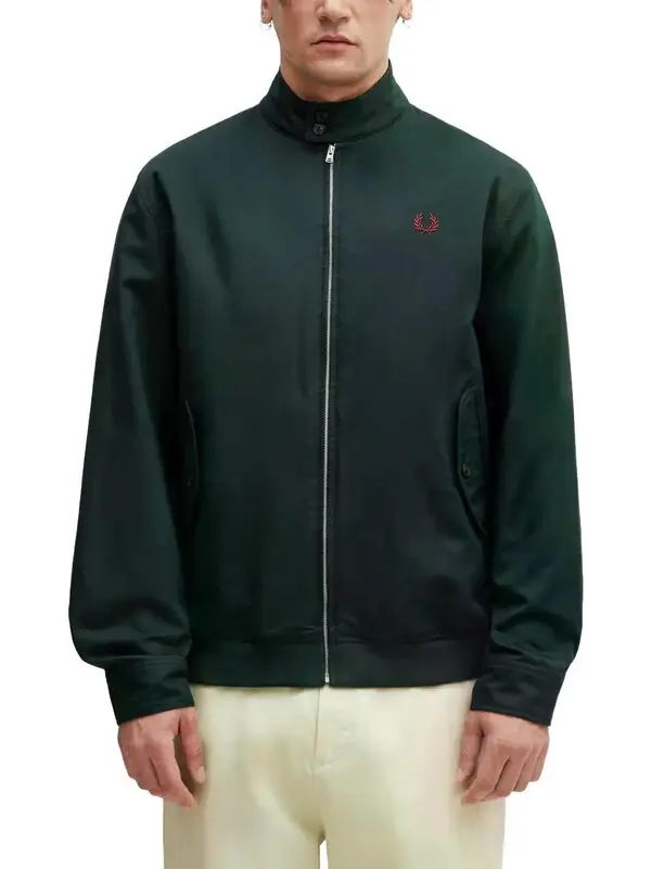 Fred Perry Logo Embroidered Harrington Jacket - Green