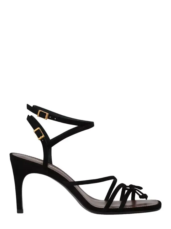 POTAMY Suede Bow Detail Sandals - Black