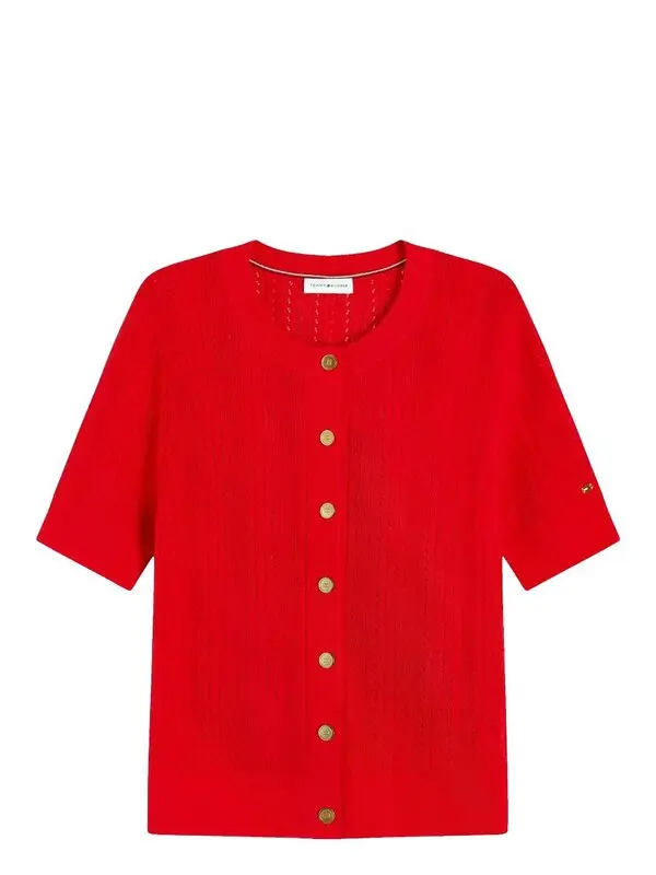 Tommy Hilfiger Cable-knit Short-sleeve Cardigan - Red