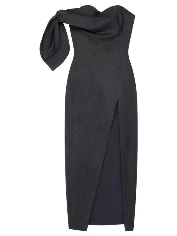Givenchy Strapless Midi Dress With Knot Detail - Grey