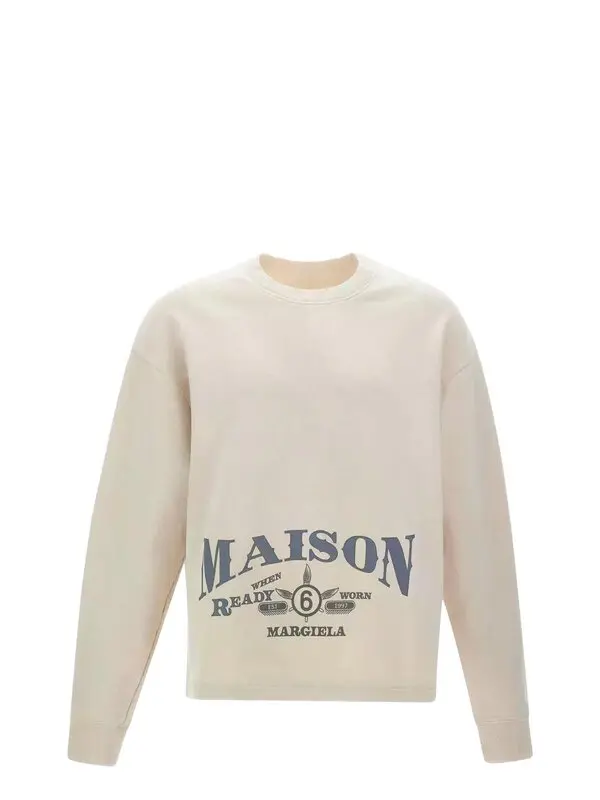 MAISON MARGIELA Logo Print Cotton Sweatshirt - Neutrals
